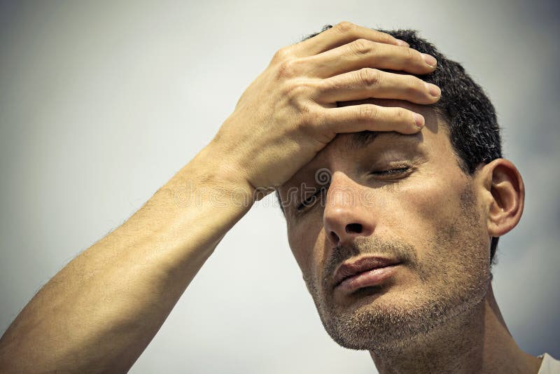 Sad man thinking stock image. Image of alone, portrait - 6749199