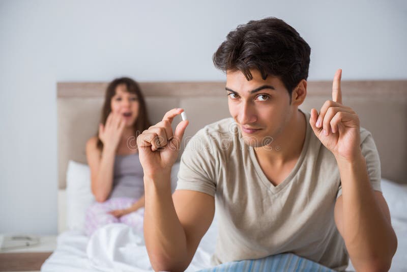 The Man Suffering from Impotency with Pill Stock Image - Image of ...