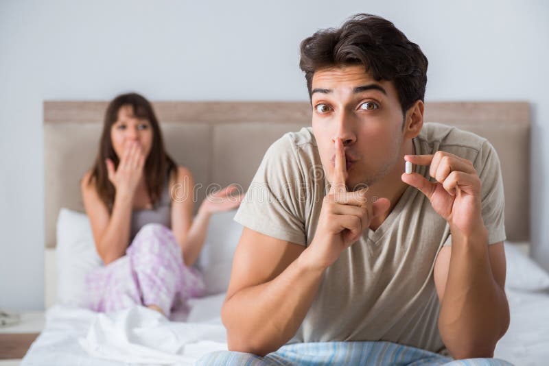 The Man Suffering from Impotency with Pill Stock Photo - Image of ...