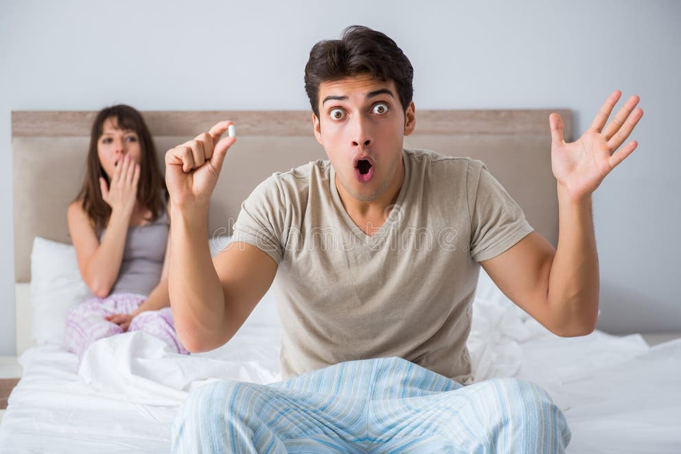 The Man Suffering from Impotency with Pill Stock Photo - Image of ...