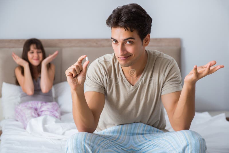 The Man Suffering from Impotency with Pill Stock Image - Image of ...