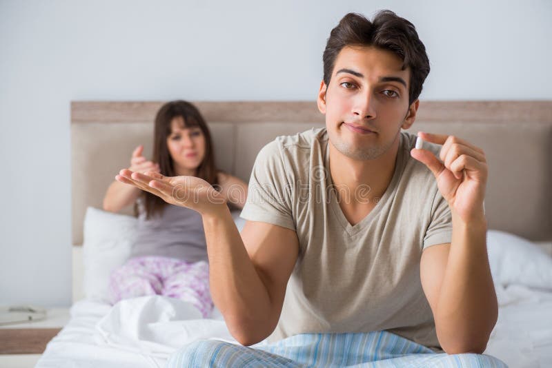 The Man Suffering from Impotency with Pill Stock Photo - Image of ...