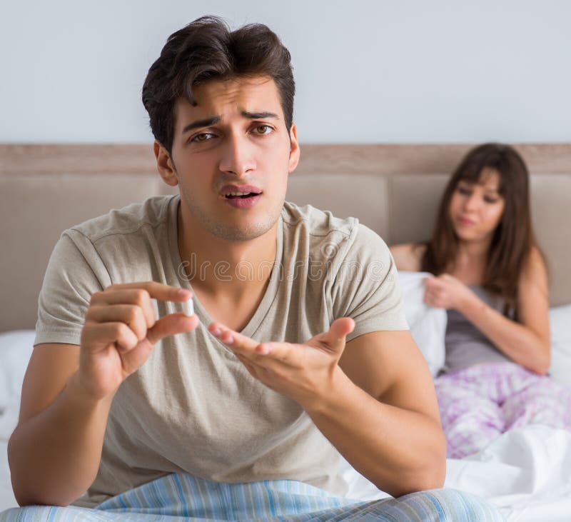 The Man Suffering from Impotency with Pill Stock Image - Image of lover ...
