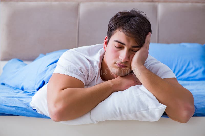 The Man Suffering from Insomnia Lying in Bed Stock Image - Image of ...