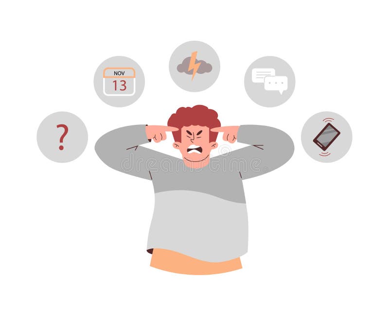 Man Suffering from Instability To Stress, Flat Vector Illustration ...