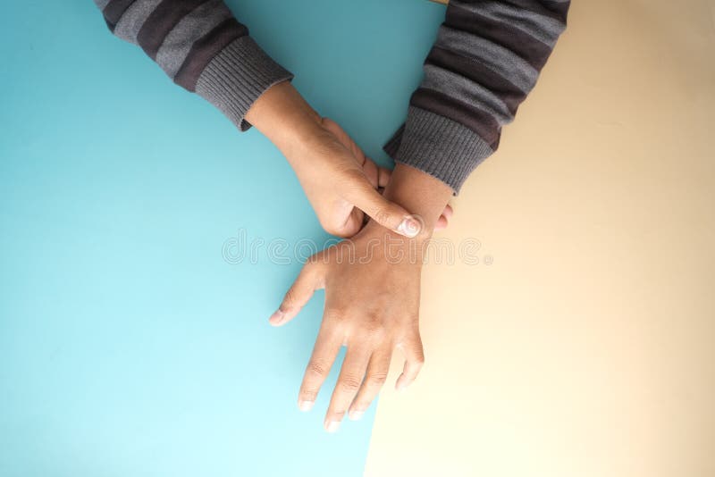 Man Suffering Pain in Hand Top View Stock Photo - Image of palm ...
