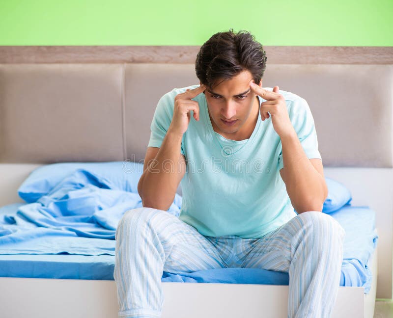 Man Suffering from Sleeping Disorder and Insomnia Stock Photo - Image ...