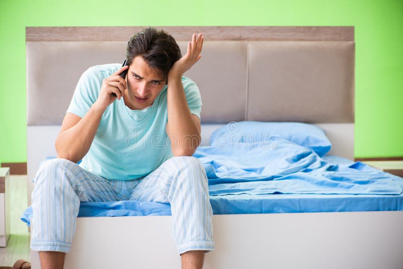 The Man Suffering from Sleeping Disorder and Insomnia Stock Image ...
