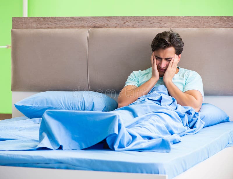 Man Suffering from Sleeping Disorder and Insomnia Stock Photo - Image ...