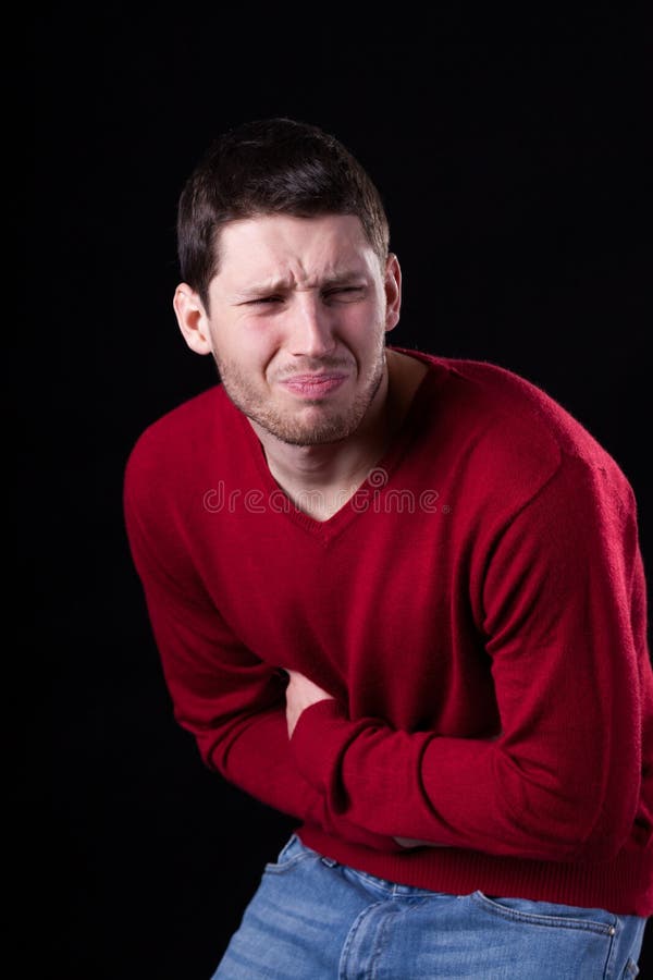 Man Suffering from Stomach Ache Stock Image - Image of patient, holding ...