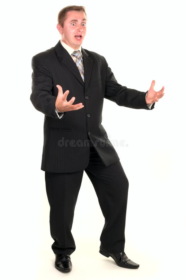 Cowering Business Man in Suit Stock Photo - Image of dressy, formal: 156738