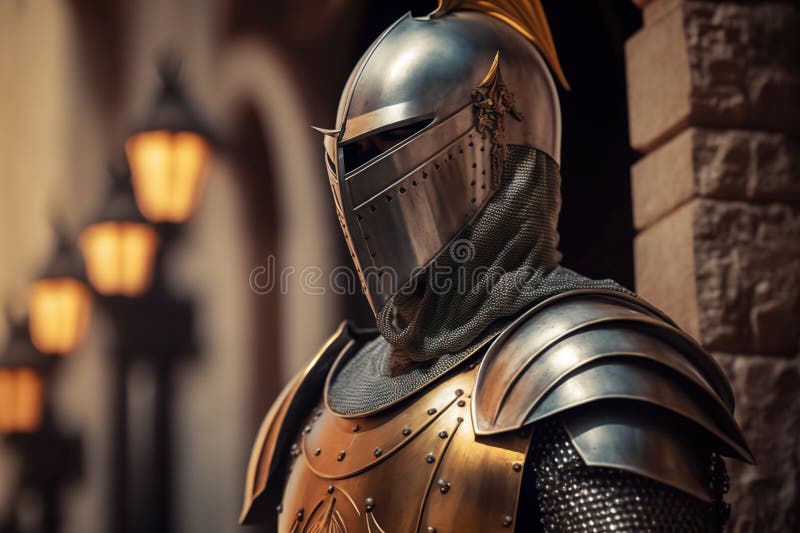 A Man in a Suit of Armor Standing in Front of a Building. Stock ...