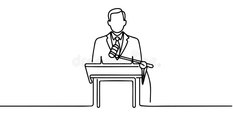 A Man in a Suit Behind the Podium, One Continuous Line of Speeches on ...