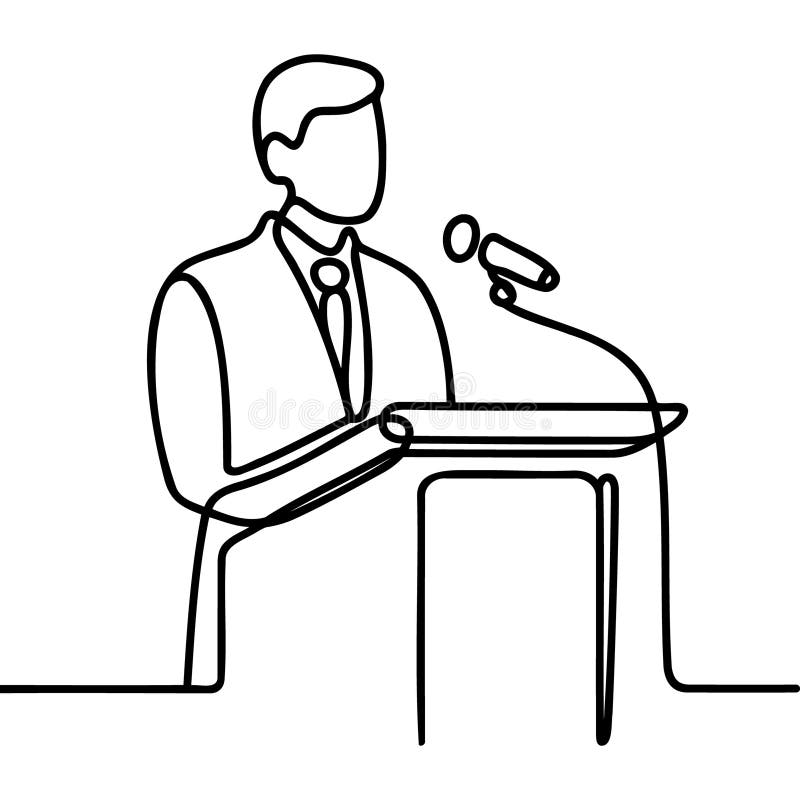 A Man in a Suit Behind the Podium, One Continuous Line of Speeches on ...