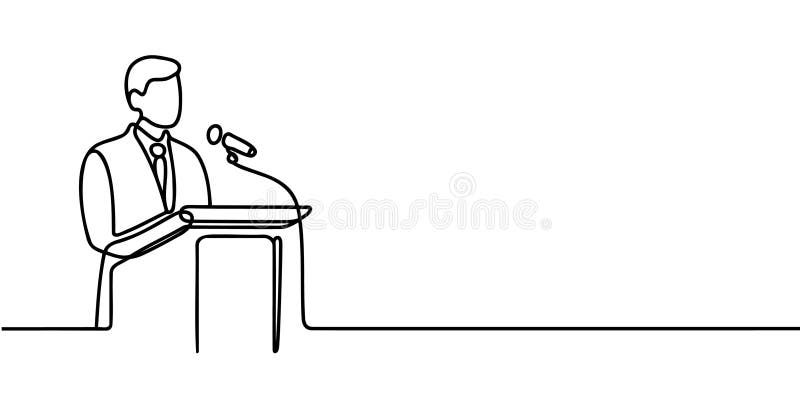 A Man in a Suit Behind the Podium, One Continuous Line of Speeches on ...