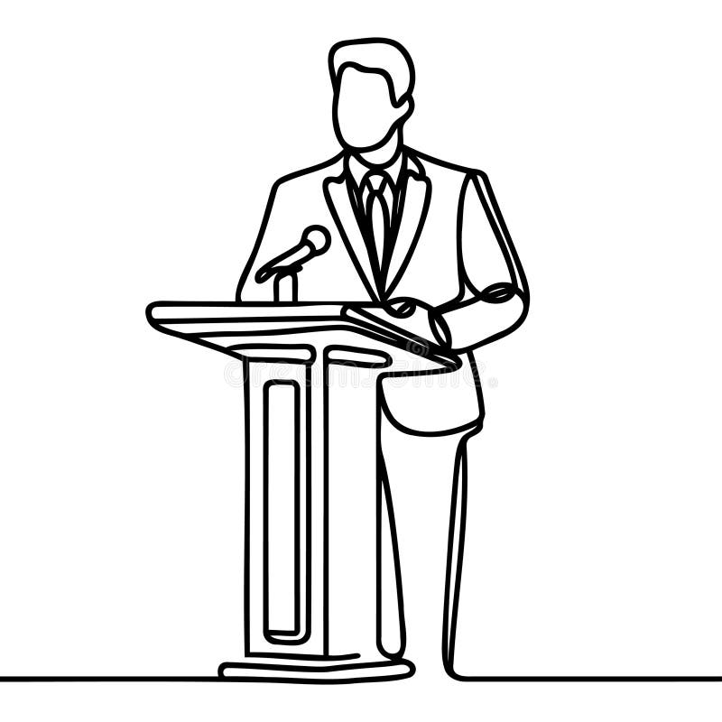 A Man in a Suit Behind the Podium, One Continuous Line of Speeches on ...