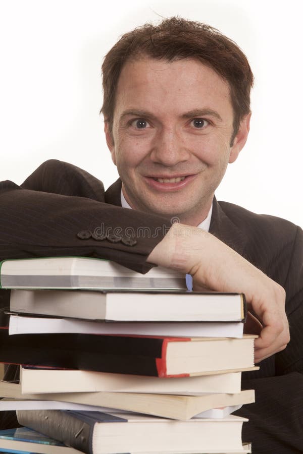 Man Suit Books Close Looking Stock Image - Image of education ...