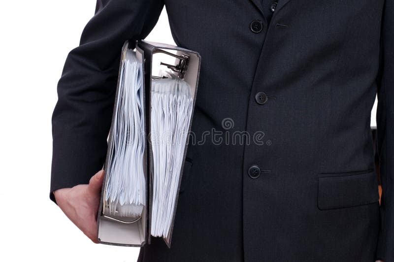 Man in Suit is Carrying Two Files Stock Image - Image of boss ...