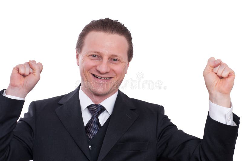 Man in suit is cheering stock image. Image of victory - 22900625