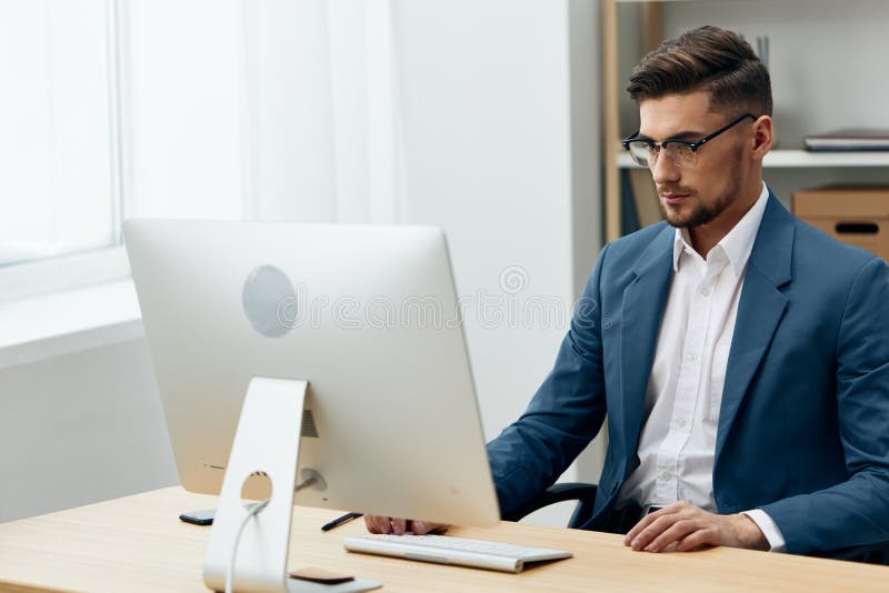 A Man in a Suit Computer Desktop Work Self-confidence Technologies ...