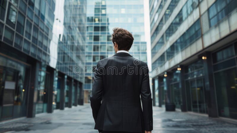 Man in a Suit Contemplates the Urban Jungle Ahead, Resolute Stock ...