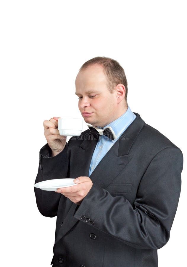 A Man in a Suit Drinking Tea Stock Image - Image of drink, enjoyment ...