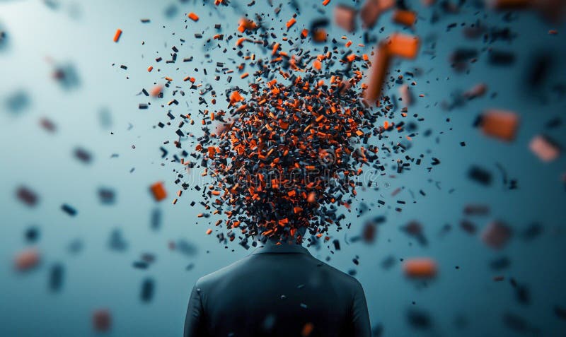 A Man in a Suit Experiences an Explosion of Geometric Particles ...