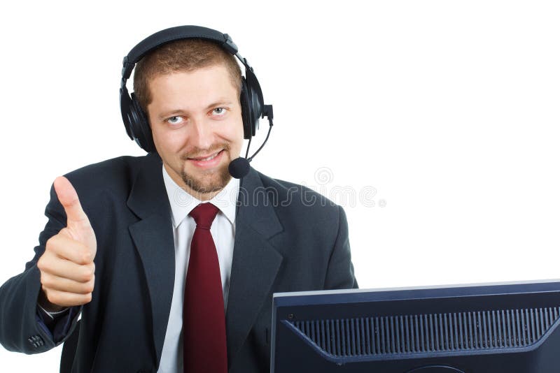 Man in suit with headset stock image. Image of caucasian - 22440781