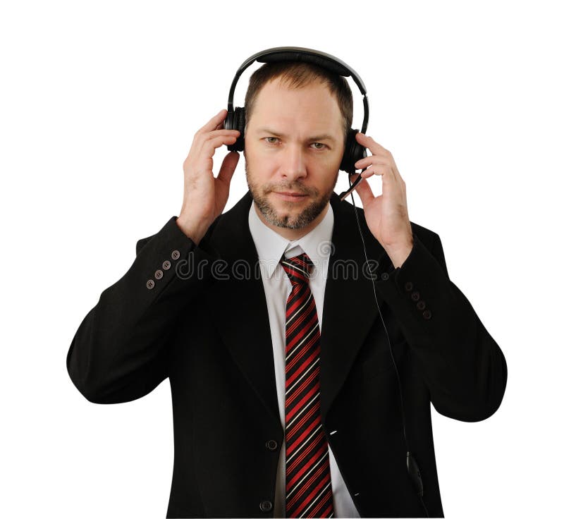 Man in suit with headset stock image. Image of casual - 28794739