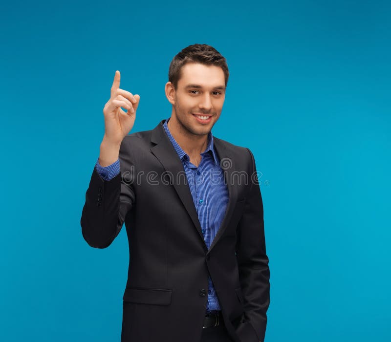 Man in Suit with His Finger Up Stock Image - Image of happy ...