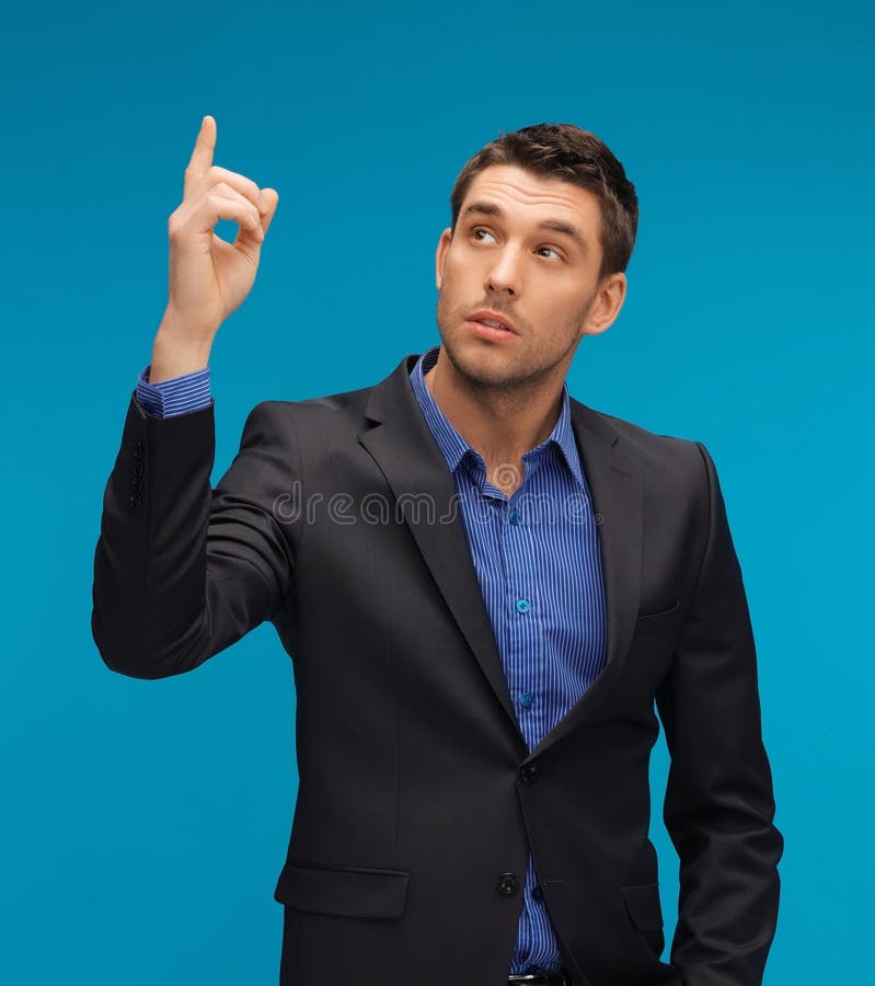 Man in Suit with His Finger Up Stock Image - Image of happy ...