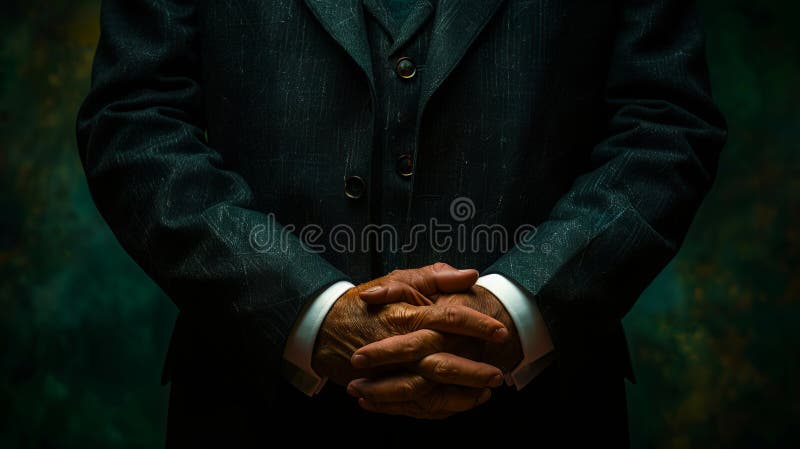 A Man in a Suit with His Hands Folded Stock Photo - Image of person ...