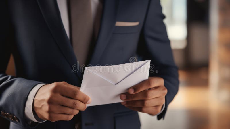 A Man in a Suit Holding an Envelope, AI Stock Photo - Image of adult ...