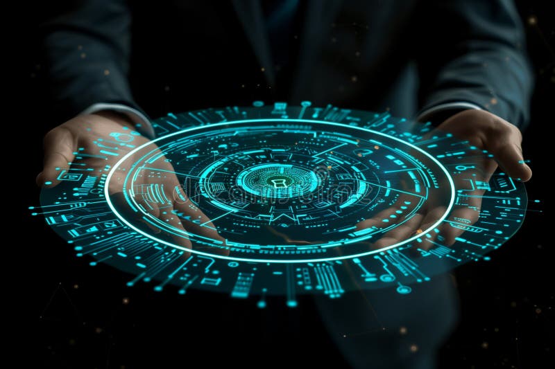 Man in Suit Holding Futuristic Device Stock Illustration - Illustration ...