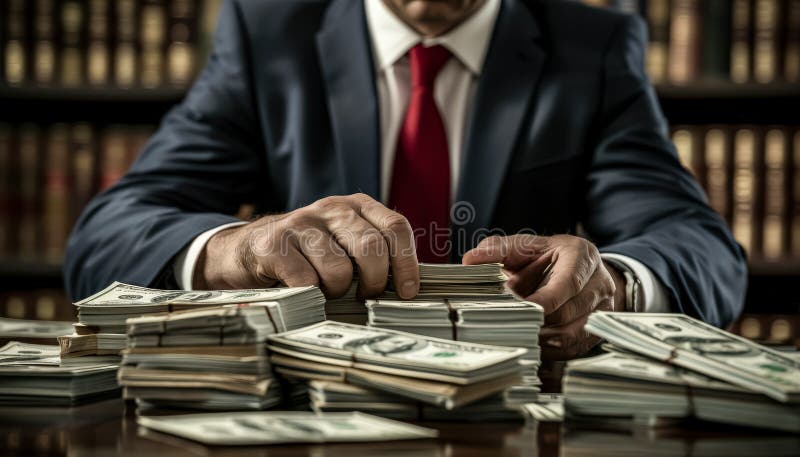 Man in a Suit is Holding a Stack of Money. Stock Photo - Image of money ...