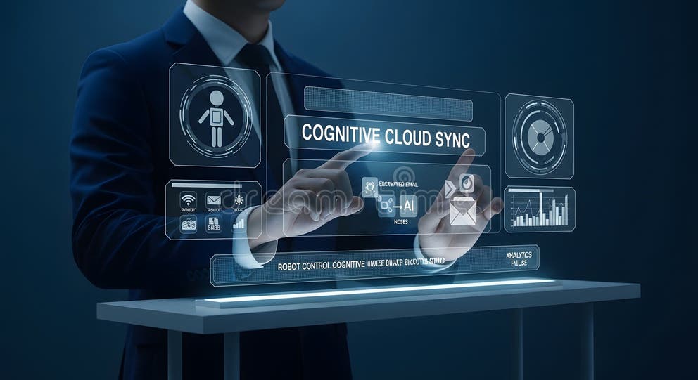 Cognitive Cloud Sync Interface Showing Interaction with Data and ...