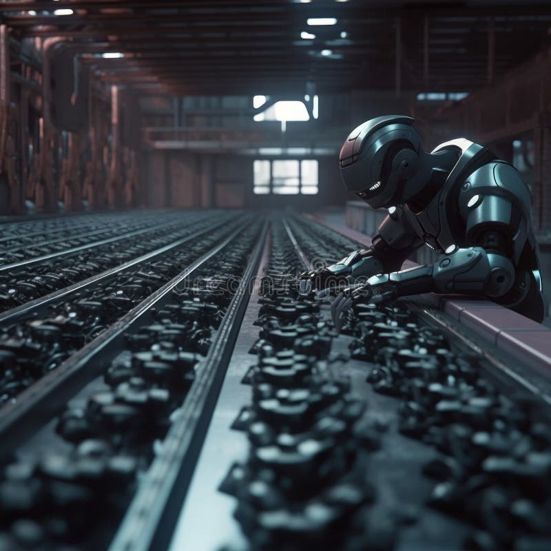 A Man in a Suit Kneeling on a Train Track. Generative AI Image. Stock ...