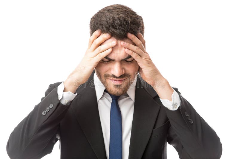 Man in a Suit Looking Overwhelmed Stock Image - Image of latin, worried ...