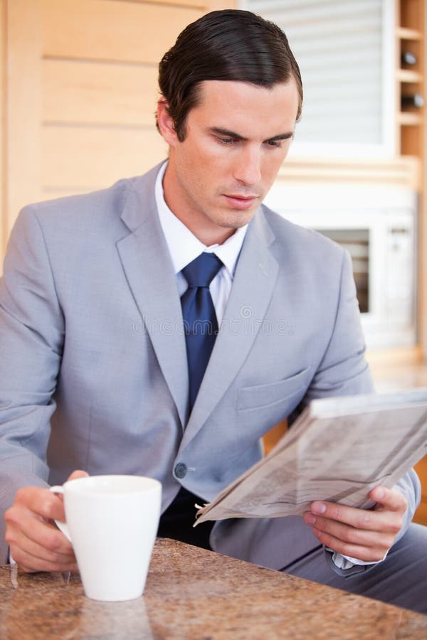 Man in Suit Making Breakfast Stock Photo - Image of business ...