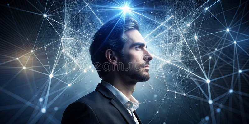 Man in Suit with Network Connection, Digital, Network, Business ...