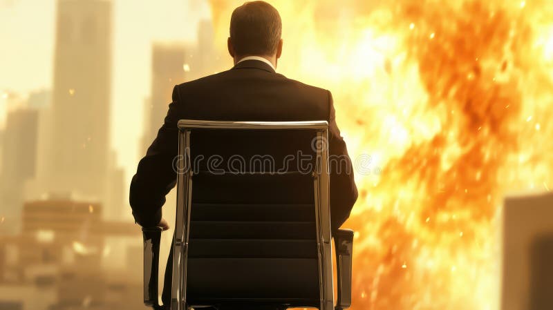 Man in Suit Witnesses a Devastating Explosion, Scene of Destruction and ...