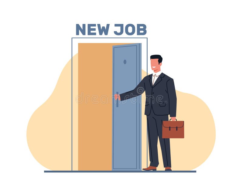Man in Suit Opens Door To New Job. Successful Businessman in Suit with ... Man in Suit Opens Door To New Job. Successful Businessman in Suit with ...