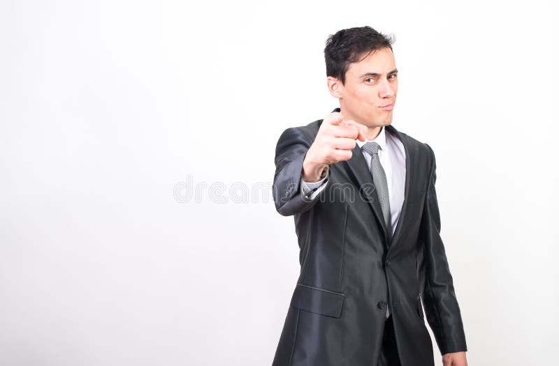 Man in Suit Pointing in Front with Index Finger Stock Image - Image of ...