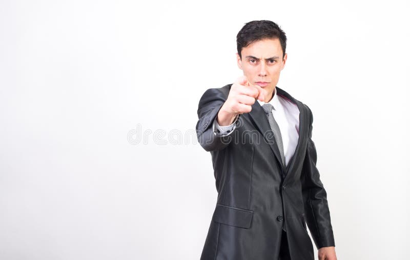 Man in Suit Pointing in Front with Index Finger Stock Image - Image of ...