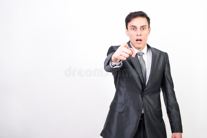 Man in Suit Pointing in Front with Index Finger Stock Photo - Image of ...