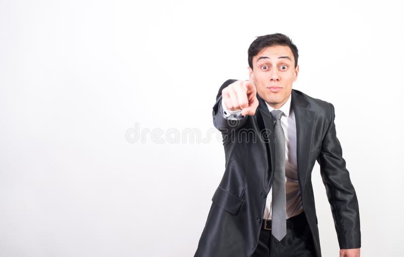 Man in Suit Pointing in Front with Index Finger Stock Photo - Image of ...