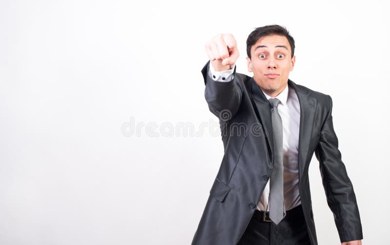 Man in Suit Pointing in Front with Index Finger Stock Image - Image of ...