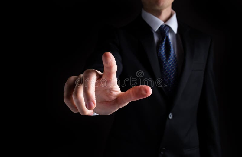 Man Pressing Or Pointing Something Stock Image - Image of business ...
