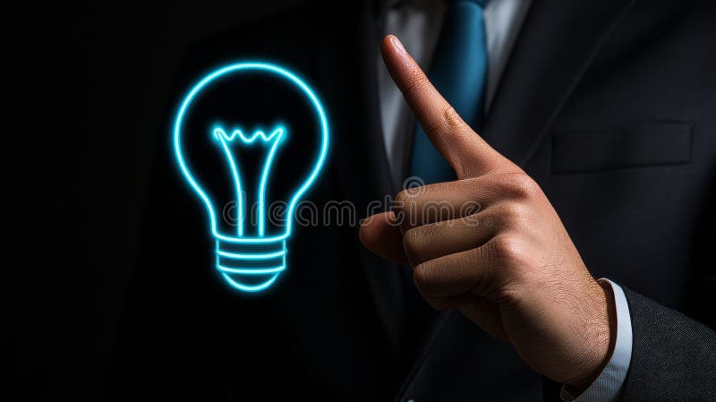A Man in a Suit Points To a Luminous Blue Keyhole Symbol, Implying ...