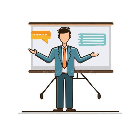 Man in Suit Presenting Information Using Presentation Board with Talk ...